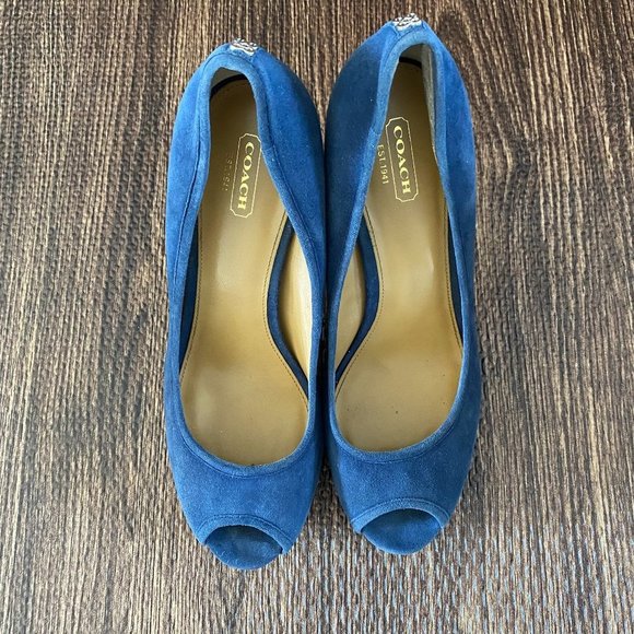Coach | Shoes | Coach Blue Breana Suede Heels | Poshmark